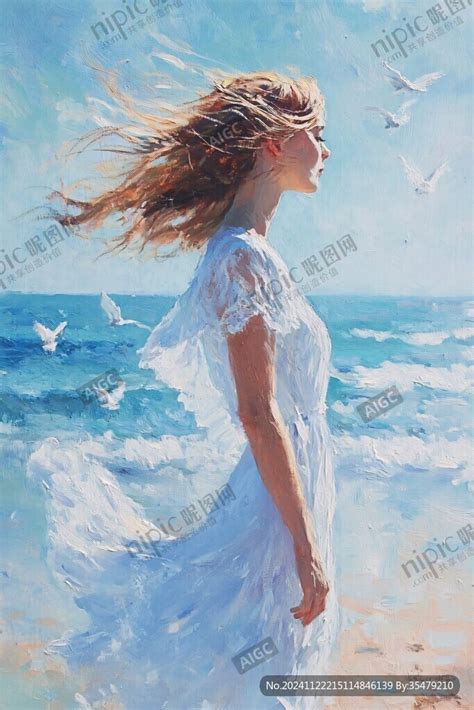 Ai创作图tif唯美油画 美女背景海边春风 海边少女插画 唯美印象画 欧美绘画 海天一色油画 看海的姑娘 油画质地手绘人物 女孩风景画 看海的少女 海边唯美手绘 油画写意梦幻 全画幅大画幅美女
