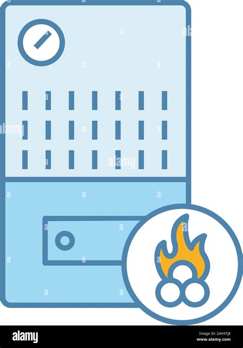 Solid Fuel Boiler Color Icon House Central Heater Firewood Boiler Heating System Isolated