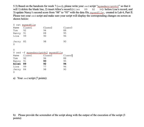 Solved 53 Based On The Handouts For Week 7 Sed Please
