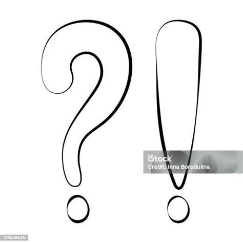 손으로 그린 검은 느낌표와 물음표는 흰색 배경에 고립 된 낙서 스타일입니다 벡터 Infographic Punctuation