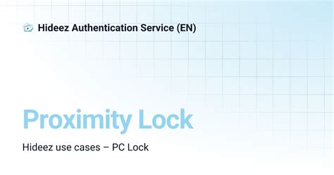 Proximity Lock Hideez Authentication Service En