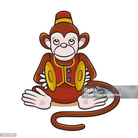 Ilustrasi Berwarna Monyet Kartun Dengan Simbal Ilustrasi Stok Unduh