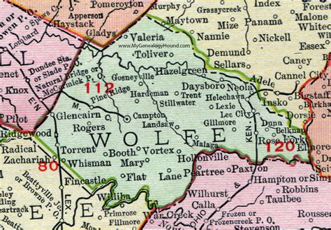 Wolfe County Kentucky 1911 Rand Mcnally Campton Hazel Green