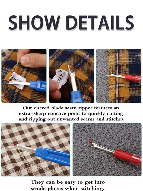 4pcs Sewing Ripper Kit Including Colorful Sewing Thread Unpicker Seam Ripper And Thread Cutter