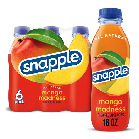 Snapple Mango Madness Juice Drink 16 Fl Oz 6 Count Bottle