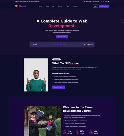 edurock bootstrap 5 education template site templates landing page