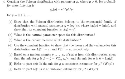 Solved Consider The Poisson Distribution With Parameter Chegg