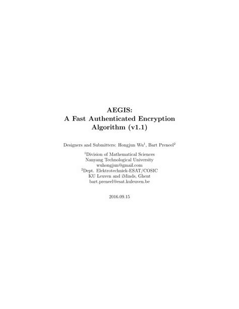 pdf aegis a fast authenticated encryption algorithm v1 1