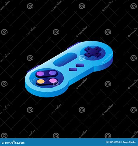 Blue Game Controller On Black Background Stock Vector Illustration Of