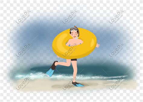 여름에 수영하는 어린 소년 Png 일러스트 무료 다운로드 Lovepik