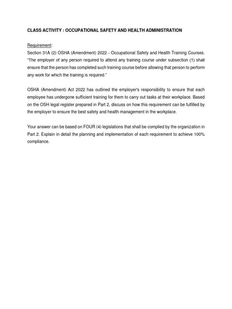 Class Activity Osha Group F Pdf Occupational Safety And Health