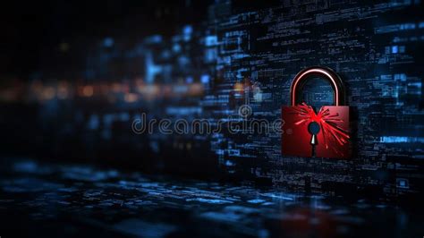 Cybersecurity Breach A 3d Render Of A Red Padlock Shattering On A Blue