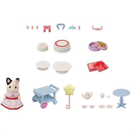 Calico Critters Tuxedo Cat Girls Party Time Playset Dollhouse Playset