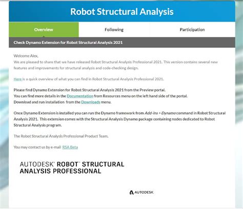 Structural BIM and FEA software Открыто тестирование Dynamo для Autodesk Robot Structural