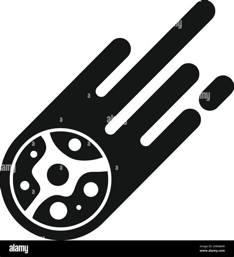 Black And White Icon Of A Burning Meteorite Flying Through Space