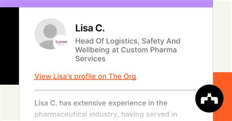Lisa C Head Of Logistics Safety And Wellbeing At Custom Pharma