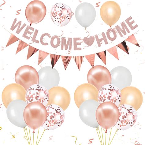 Welcome Home Decorations Rose Gold Welcome Home Balloons