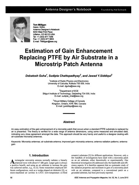 Antenna Designers Notebook Air Substrate Antenna Pdf Antenna