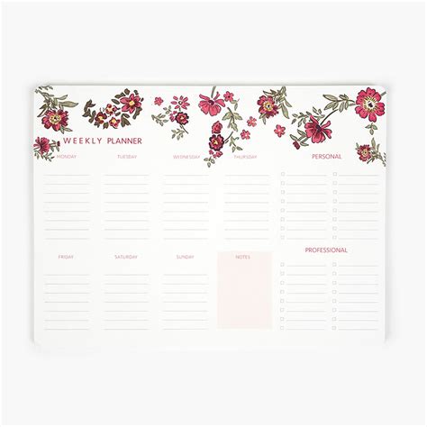 Planificador Semanal Floral Roses Pepa Paper