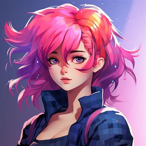 Premium Ai Image An Anime Girl With Pink Hair And Purple Eyes
