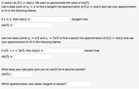 Solved Point Letf X Sin X We Want To Approximate Chegg Com