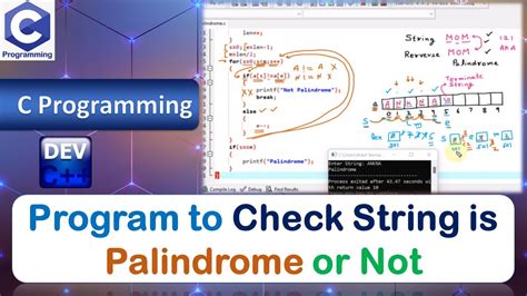 P7 Program To Check String Is Palindrome Or Not C Programming