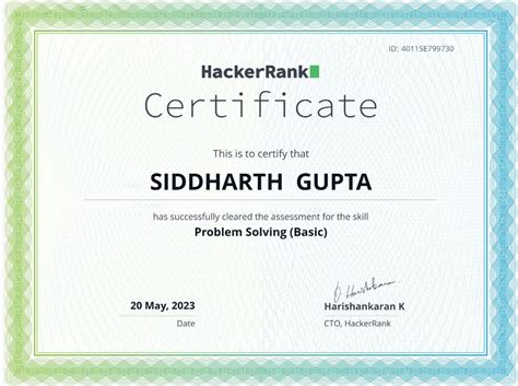Siddharth Gupta On Linkedin Certification Professionaldevelopment Achievement Hackerrank Share