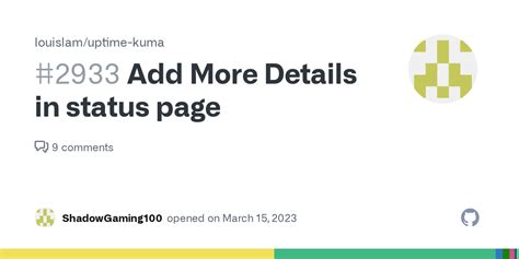 Add More Details In Status Page · Issue 2933 · Louislamuptime Kuma