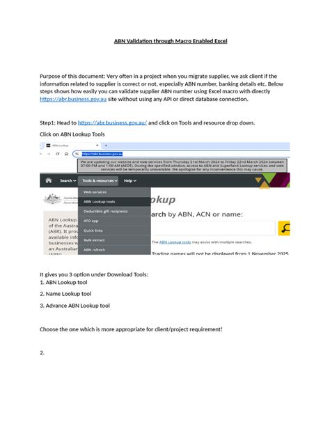 Bulk Abn Validation Using Excel Pdf