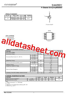 SI4425DY Datasheet(PDF) - EVER SEMICONDUCTOR CO.,LIMITED