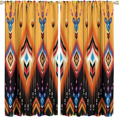 Ddcbns Vintage Tribal Aztec Curtainsretro Southwest Native