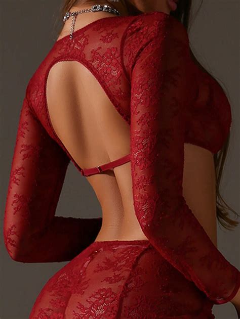 Shein Floral Lace Underwire Garter Lingerie Set Shein Usa