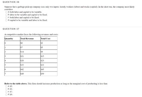 solved question 34 total cost quantity fixed cost variable