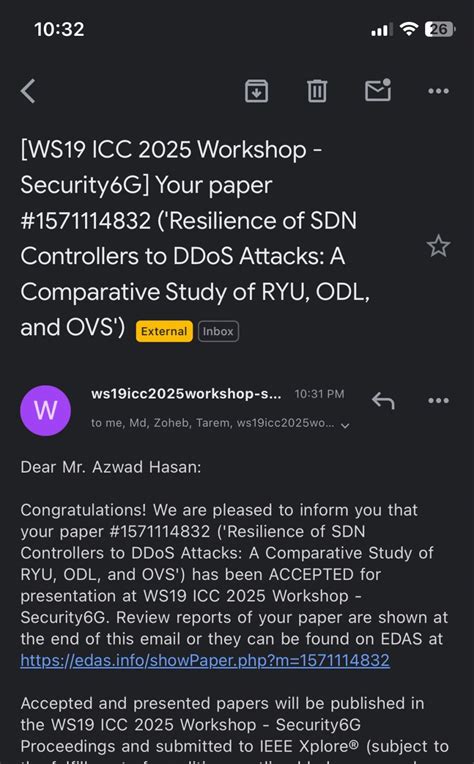 Ieee Icc2025 6g Cybersecurity Research Sdn Nfv Ddos Azwad Fawad Hasan 16 Comments