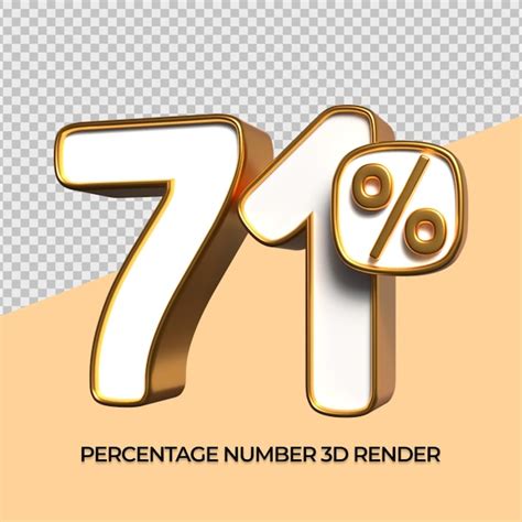 Premium Psd 3d Number 71 Discount Gold Percentage For Element Sle