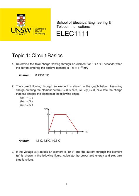 Solved Examples Topic Questions ELEC Tutorial School Of Electrical Engineering