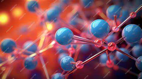 Premium Photo Blue And Red Molecular Structure With A Glowing Orange