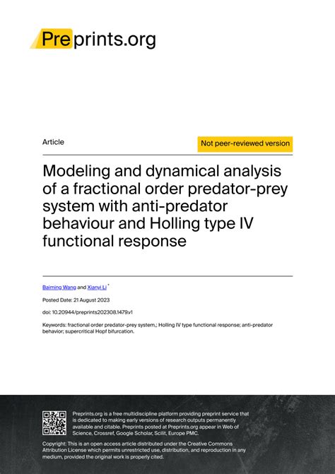 Pdf Modeling And Dynamical Analysis Of A Fractional Order Predator