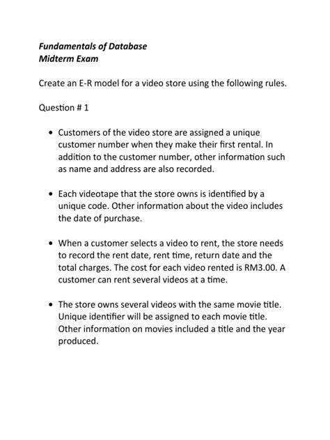 fundamentals of database midterm exam pdf