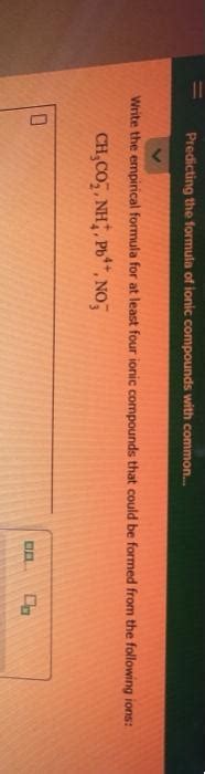 Solved Predicting The Formula Of Ionic Compounds With Chegg