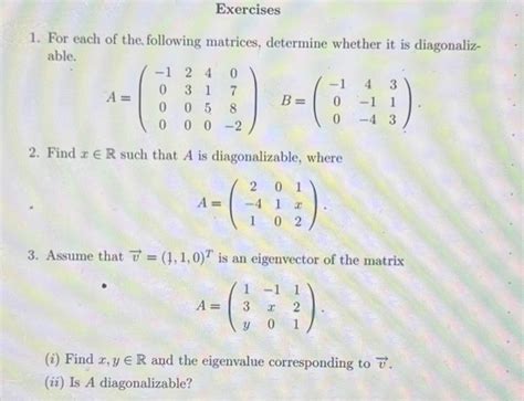 solved 1 for each of the following matrices determine