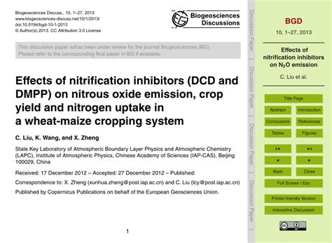 (PDF) Effects of nitrification inhibitors (DCD and DMPP) on nitrous ...