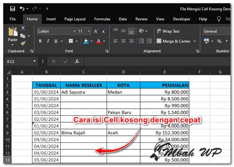 Cara Mengisi Cell Kosong Dengan Cepat Di Excel