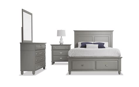 Spencer 4 Piece King Gray Storage Platform Bedroom Set Bobs Discount