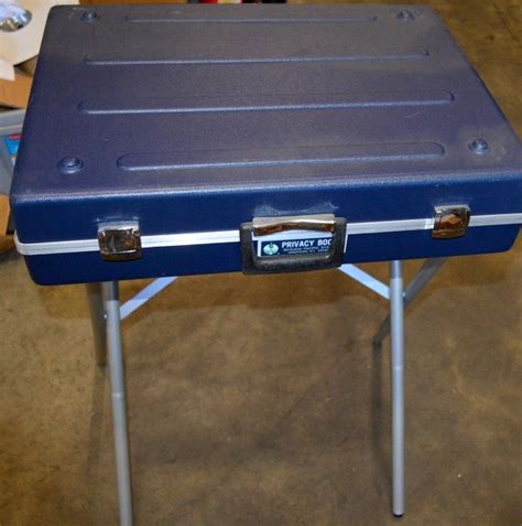 Blue Portable Voting Booth Desk Carry It Like A Briefcase Surplus