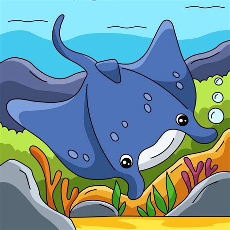 Manta Ray Cartoon Colored Illustration 6458210 Vector Art At Vecteezy