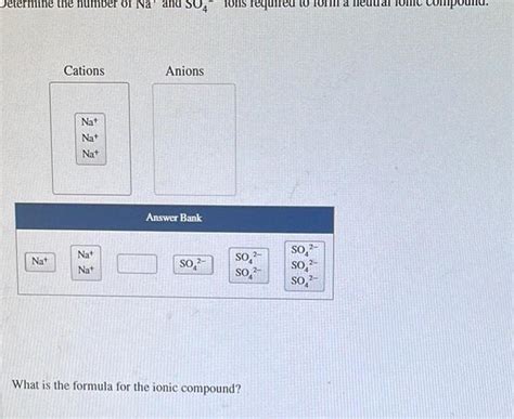 [ANSWERED] Determine the number of Na and SO4 ions required to orm a ...