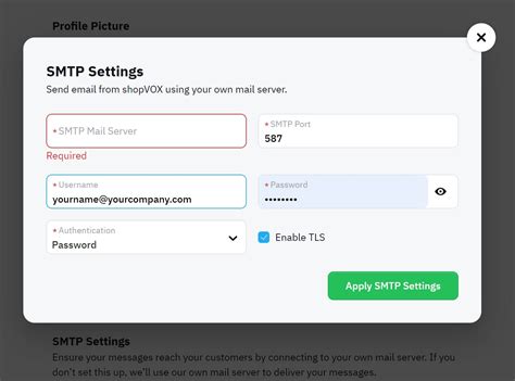SMTP Settings HelpDocs
