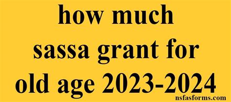 How Much Sassa Grant For Old Age 2023 2024