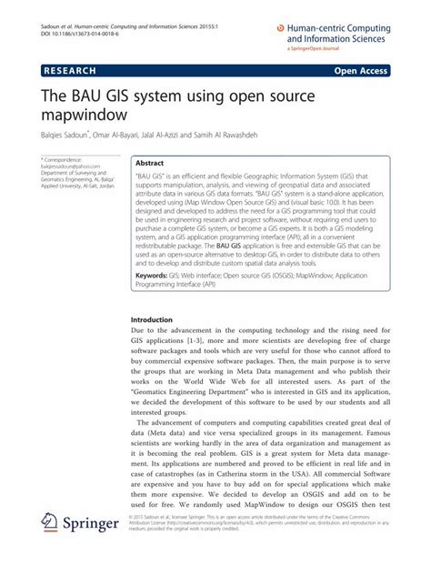 Pdf The Bau Gis System Using Open Source Mapwindow · The Bau Gis
